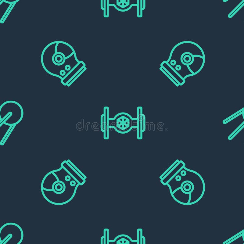 Set Line Cosmic Ship, Astronaut Helmet and Satellite on Seamless ... Set Line Cosmic Ship, Astronaut Helmet and Satellite on Seamless ...