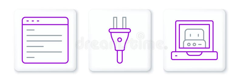 Set Line Creating Robot, Computer Api Interface and Electric Plug Icon ... Set Line Creating Robot, Computer Api Interface and Electric Plug Icon ...