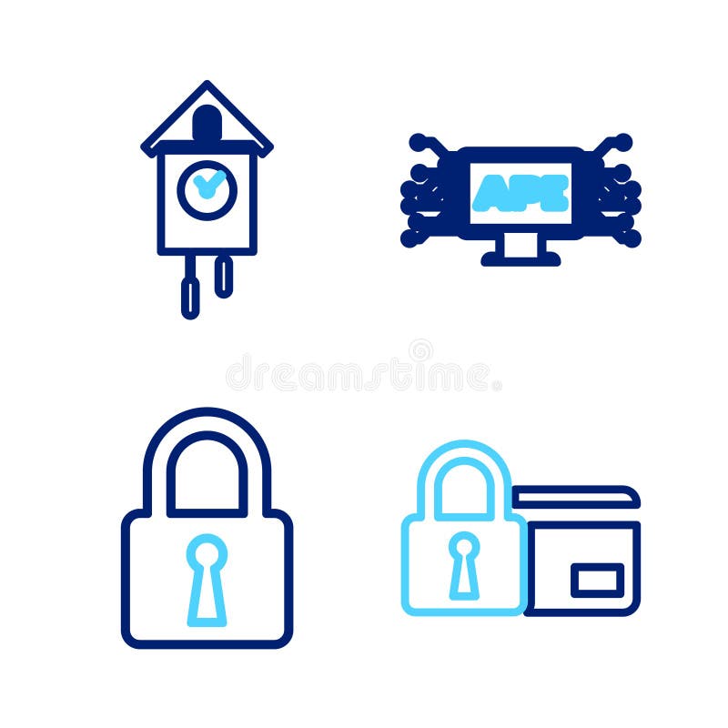 Set Line Credit Card with Lock, Lock, Computer Api Interface and Retro ... Set Line Credit Card with Lock, Lock, Computer Api Interface and Retro ...