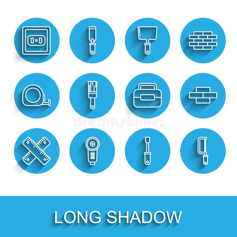 Set Line Crossed Ruler, Angle Grinder, Electrical Outlet, Screwdriver ...