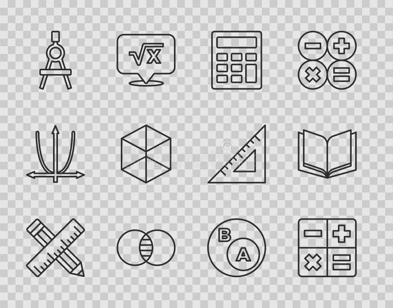 Set Line Crossed Ruler and Pencil, Calculator, Mathematics Sets a B ... Set Line Crossed Ruler and Pencil, Calculator, Mathematics Sets a B ...