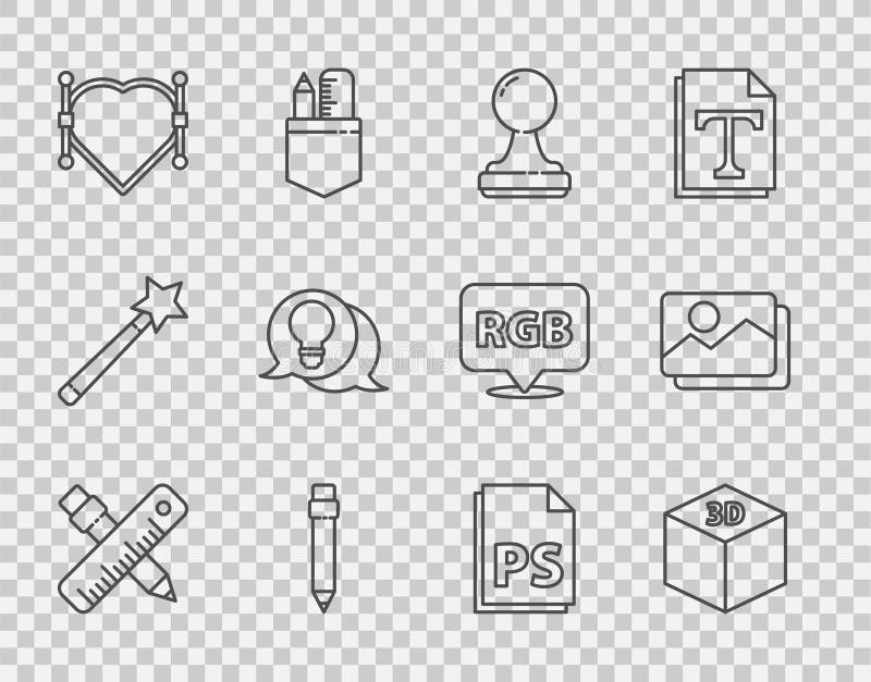Set Line Crossed Ruler and Pencil, Isometric Cube, Stamp, Pencil with ... Set Line Crossed Ruler and Pencil, Isometric Cube, Stamp, Pencil with ...