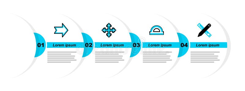 Set Line Crossed Ruler and Pencil, Protractor Grid, Pixel Arrows in ...