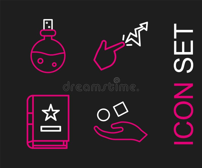 Set Line Cube Levitating Above Hand, Ancient Magic Book, Spell and ...