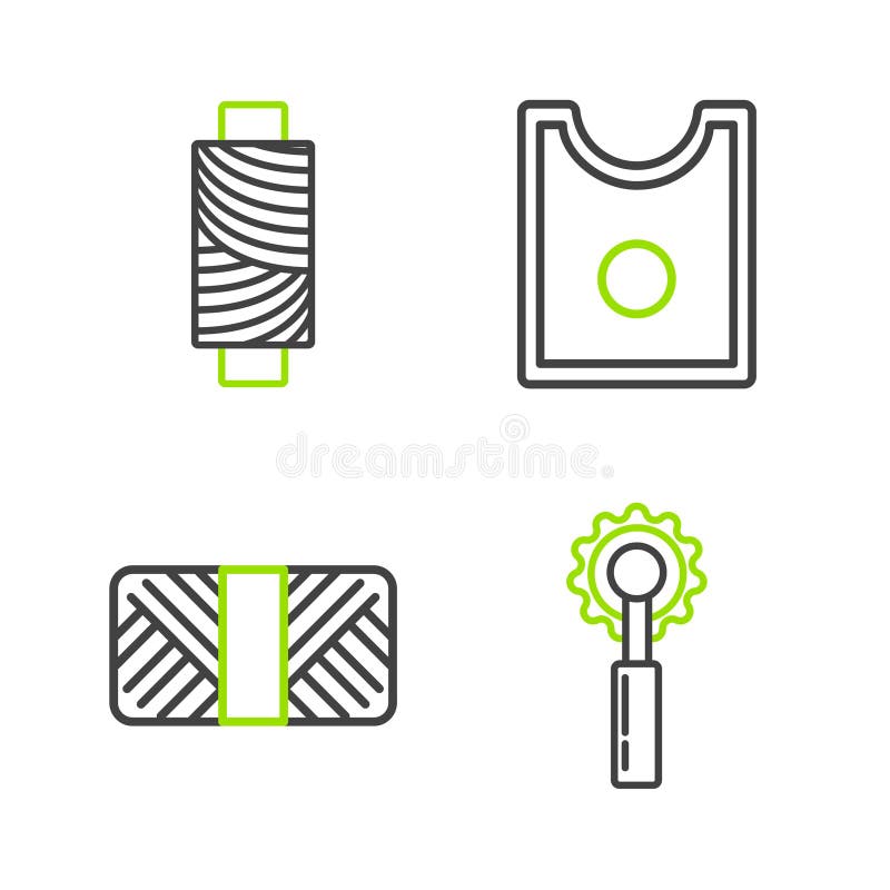 Set Line Cutter Tool, Sewing Thread on Spool, Pattern and Icon. Vector ...