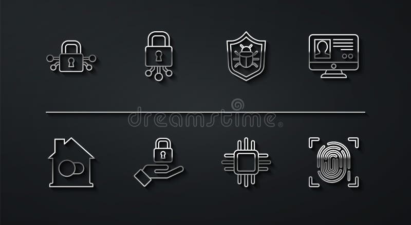 Set Line Cyber Security Smart Home Create Account Screen Processor With Microcircuits Cpu
