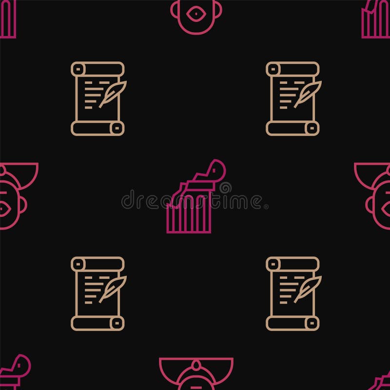 Set Line Cyclops, Decree, Parchment, Scroll and Broken Ancient Column ...