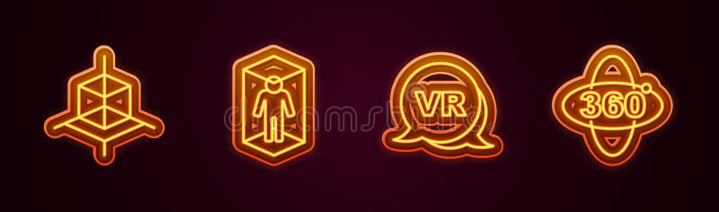 Set Line 3d Modeling, Virtual Reality and 360 Degree View. Glowing Neon ... Set Line 3d Modeling, Virtual Reality and 360 Degree View. Glowing Neon ...