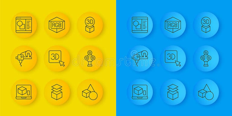 Set Line 3D Printer, Basic Geometric Shapes, Scanner, Software ...