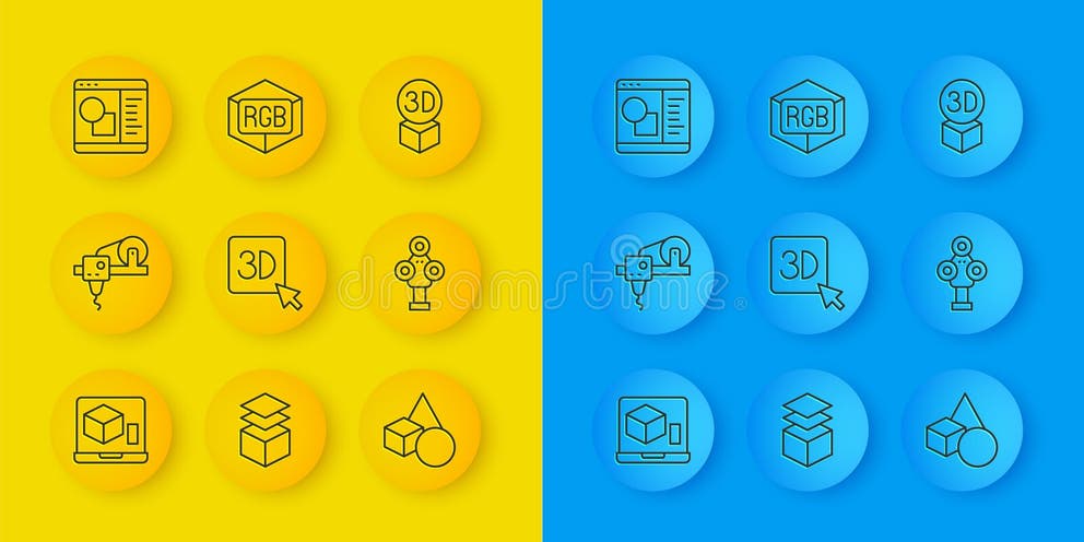 Set Line 3D Printer, Basic Geometric Shapes, Scanner, Software ...