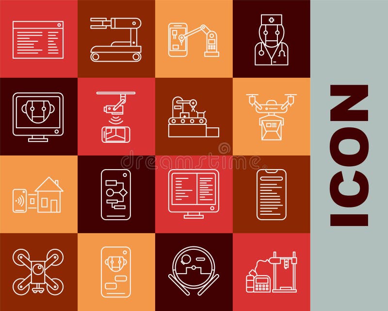 Set Line 3D Printer, Industrial Machine Robotic Robot Arm Hand, Wireless Controlling CCTV ...