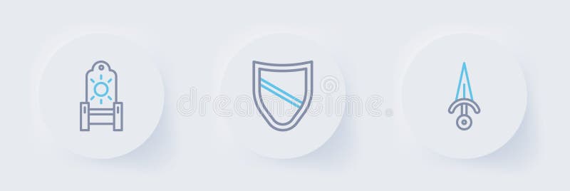 Set Line Dagger, Shield and Medieval Throne Icon. Vector Stock Vector ...