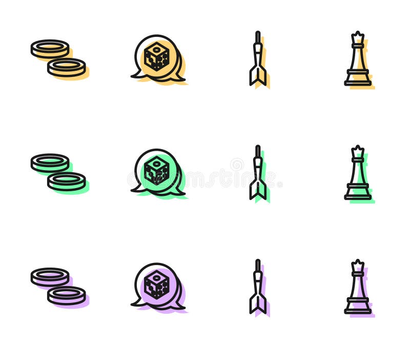 Set Line Dart Arrow, Checker Game Chips, Game Dice and Chess Icon ... Set Line Dart Arrow, Checker Game Chips, Game Dice and Chess Icon ...