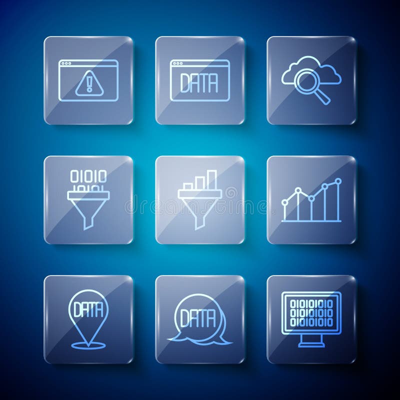 Set Line Data Analysis Binary Code Search Cloud Computing Sales Funnel With Chart Browser