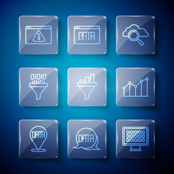 Set Line Data Analysis, Binary Code, Search Cloud Computing, Sales Funnel with Chart, Browser ...