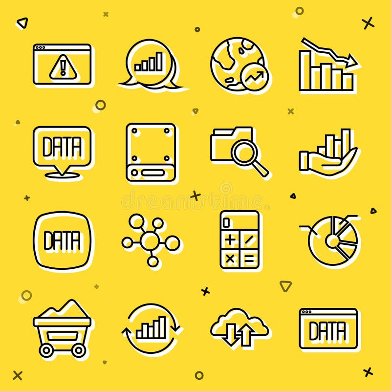 Set Line Data Analysis, Pie Chart Infographic, Financial Growth, Server, Browser with ...