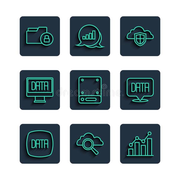 Set Line Data Analysis, Search Cloud Computing, Pie Chart Infographic, Cloud and Shield, Server ...