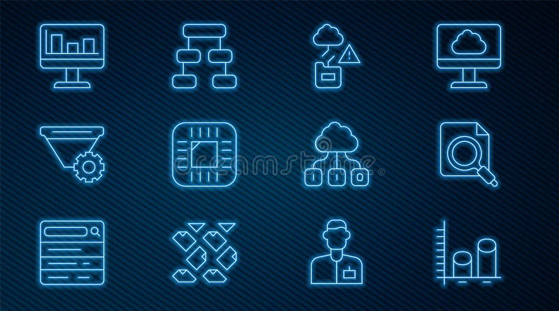 Set Line Data Analysis, Search Concept with Folder, Cloud Technology Data Transfer, Processor ...
