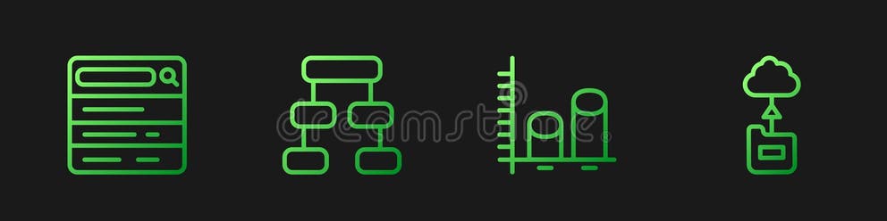 Set Line Data Analysis, Search Engine, Hierarchy Organogram Chart and Cloud Technology Data ...