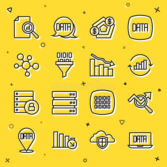 Set Line Data Analysis, Search Data, Pie Chart Infographic, Financial Growth, Binary Code, Mind ...