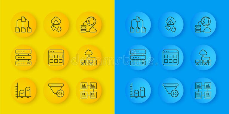 Set Line Data Analysis, Server, Data, Web Hosting, Browser Files, Hierarchy Organogram Chart ...
