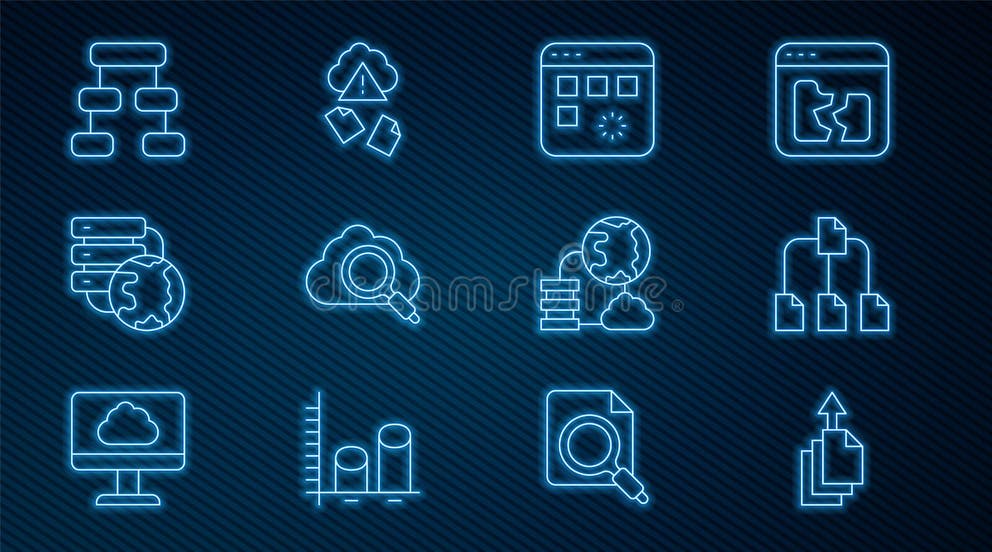 Set Line Data Export, Folder Tree, Loading Data Window, Search Cloud Computing, Network ...