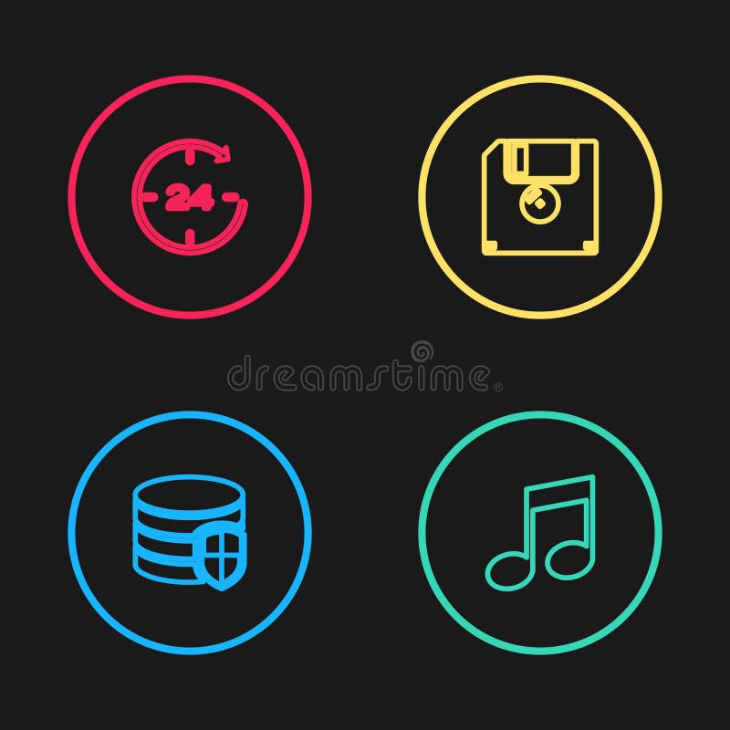 Set Line Database Protection, Music Note, Tone, Floppy Disk and Clock ...