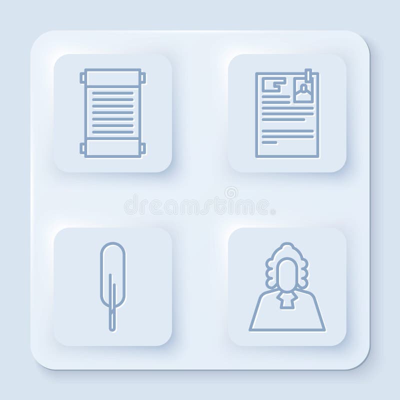 Set Line Decree, Paper, Parchment, Scroll, Lawsuit Paper, Feather Pen ...