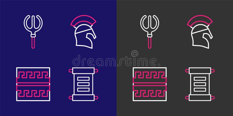 Set Line Decree, Parchment, Scroll, Ancient Greek Pattern, Helmet and ...