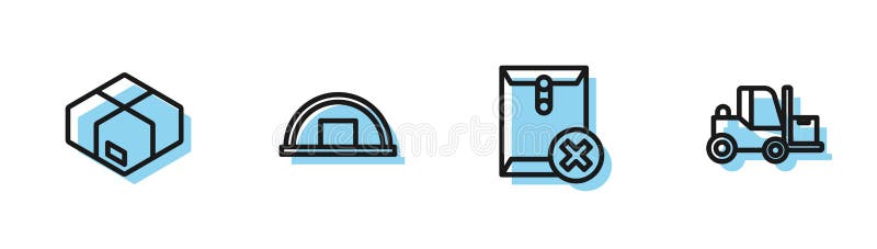 Set Line Delete Envelope, Carton Cardboard Box, Warehouse and Forklift ... Set Line Delete Envelope, Carton Cardboard Box, Warehouse and Forklift ...