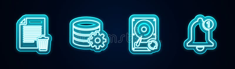 Set Setting Database Server, New, Email Incoming Message, Floppy Disk and Delete Folder Icon ...