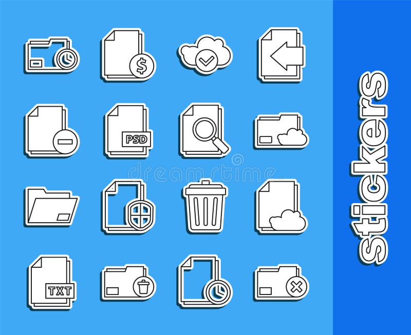 Set Line Delete Folder, Cloud Storage Text Document, with Check Mark ... Set Line Delete Folder, Cloud Storage Text Document, with Check Mark ...