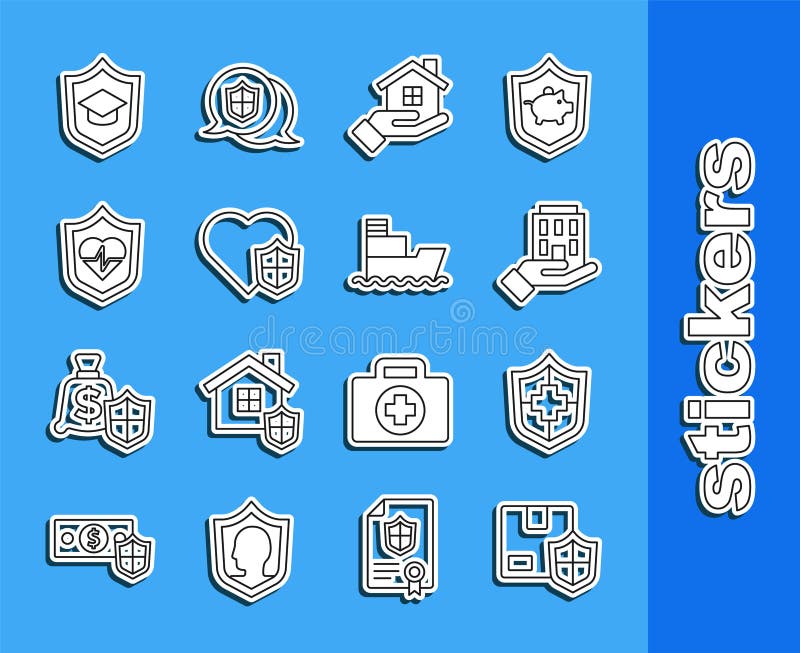 Set Line Delivery Security with Shield, Life Insurance, House Hand ...