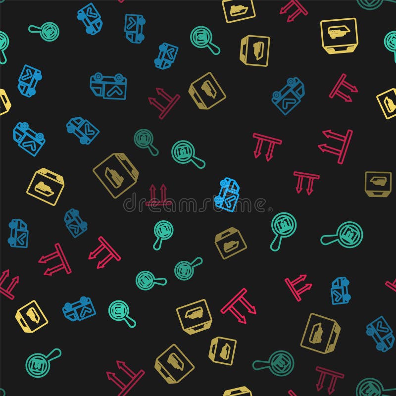 Set Line Delivery Truck with Check Mark, Search Package, Cargo Ship ...