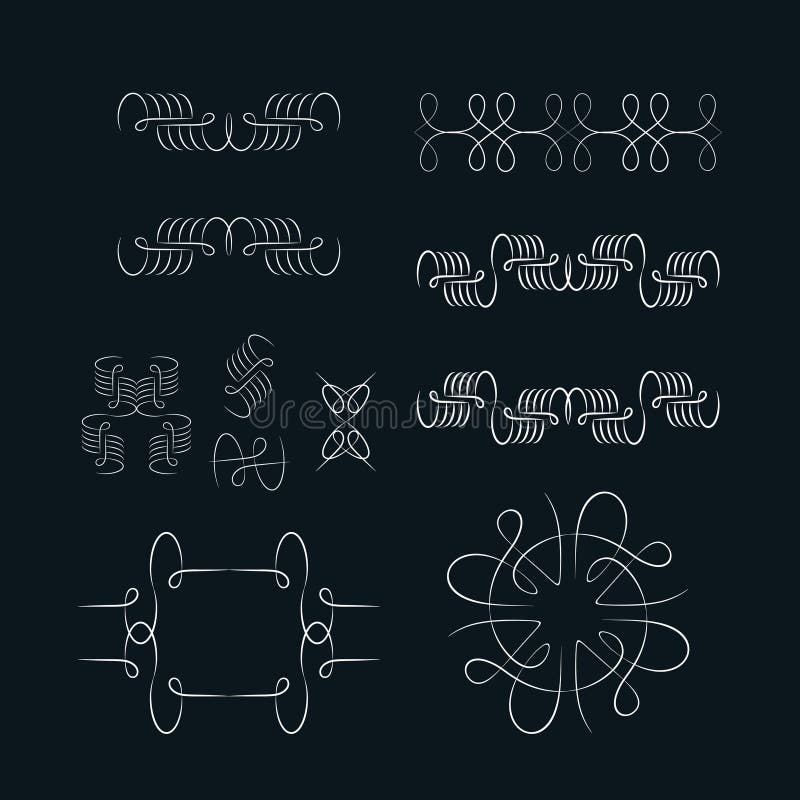 Set of Line Design Elements Stock Vector - Illustration of classic ...