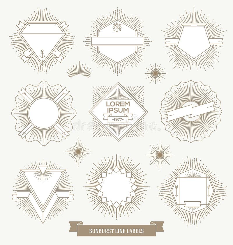 Set of Line Design Emblem, Sign and Labels Stock Vector - Illustration ...