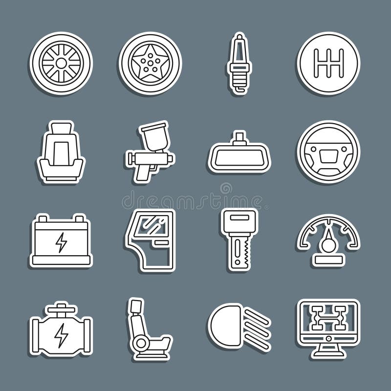 Set Line Diagnostics Condition of Car, Speedometer, Steering Wheel, Car ... Set Line Diagnostics Condition of Car, Speedometer, Steering Wheel, Car ...