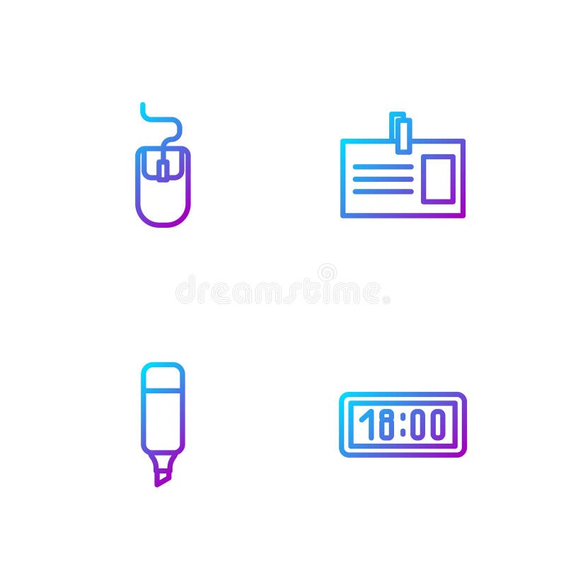 Set Line Digital Alarm Clock, Marker Pen, Computer Mouse and ...