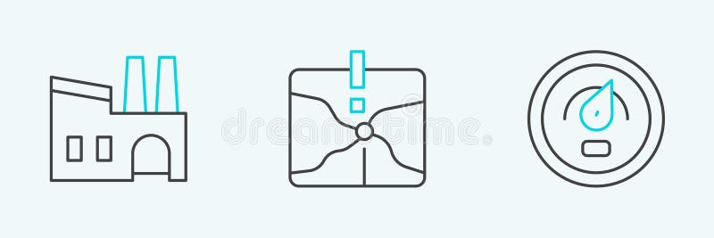 Set Line Digital Speed Meter, Factory and Intersection Point Icon ...