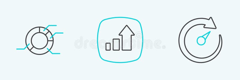 Set Line Digital Speed Meter, Pie Chart Infographic and Financial Growth Icon. Vector Stock ...