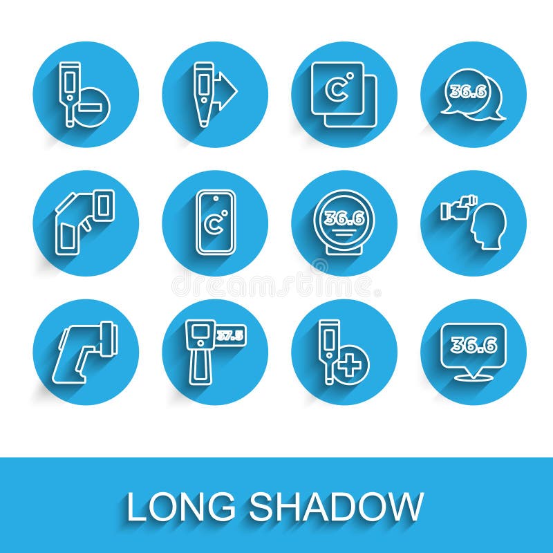 Set Line Digital Thermometer, Medical, Celsius, Checking Body ...