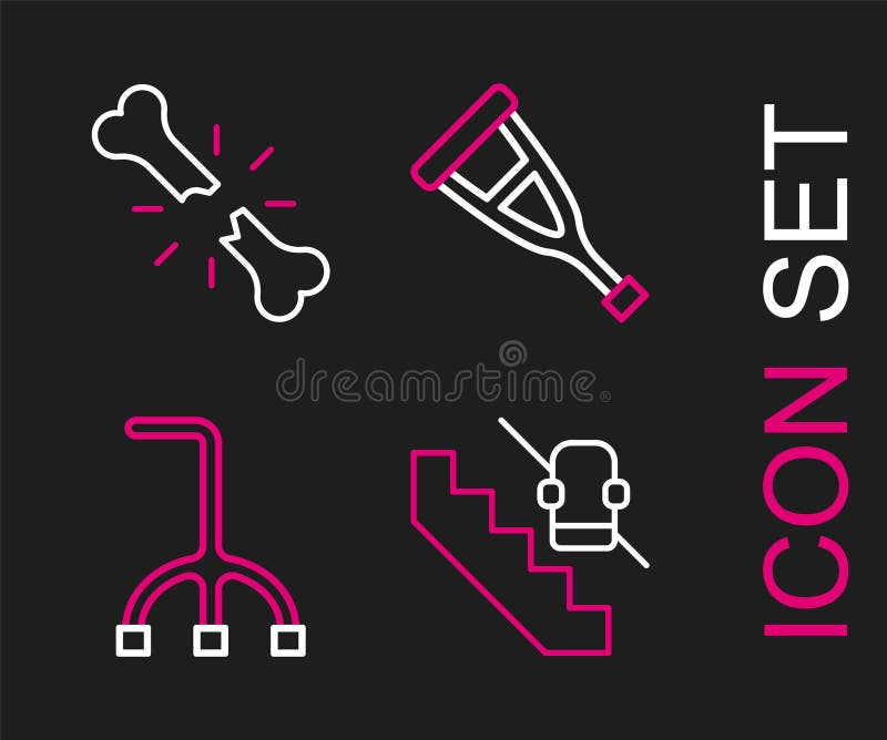 Set Line Disabled Elevator, Walking Stick Cane, Crutch Crutches and ...