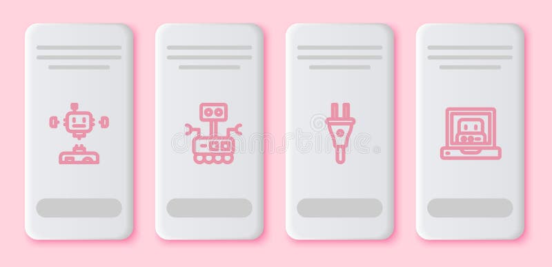Set Line Disassembled Robot, Robot, Electric Plug and Creating. White ... Set Line Disassembled Robot, Robot, Electric Plug and Creating. White ...