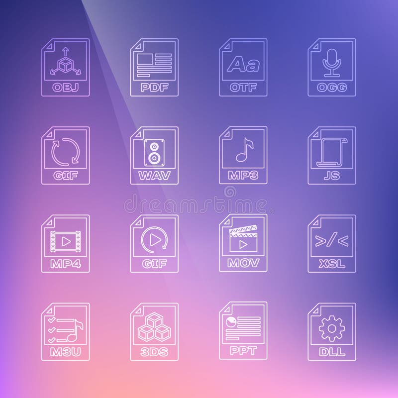 Set Line DLL File Document, XSL, JS, OTF, WAV, GIF, OBJ and MP3 Icon ... Set Line DLL File Document, XSL, JS, OTF, WAV, GIF, OBJ and MP3 Icon ...