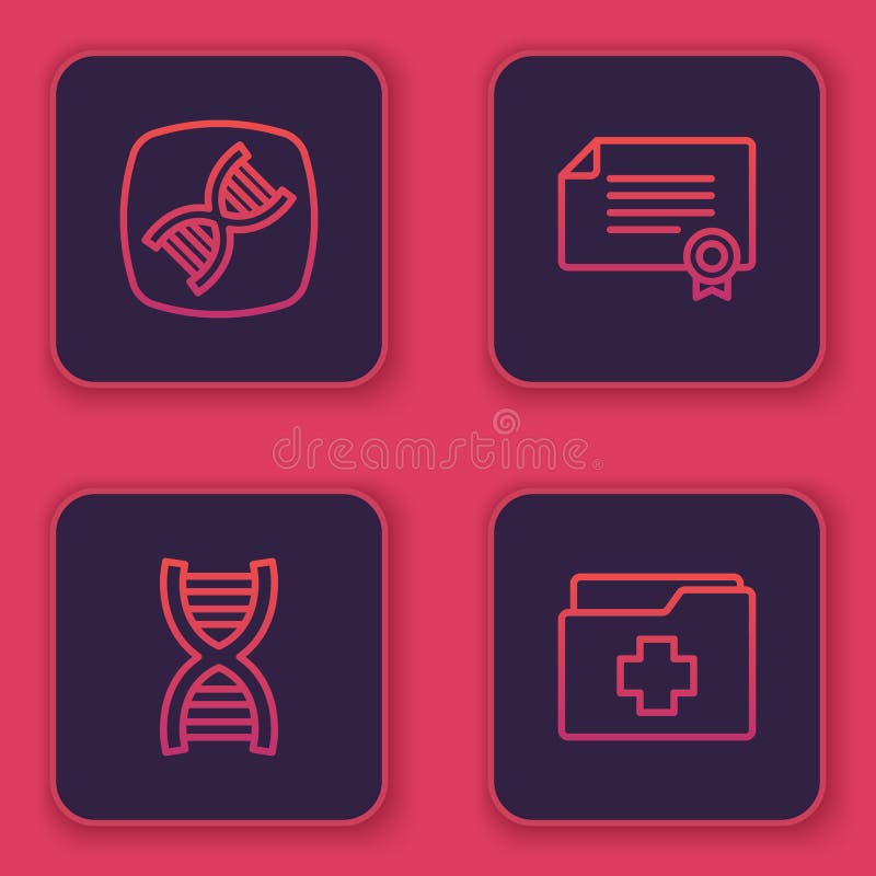 Set Line DNA Symbol, Certificate Template and Patient Record. Blue ... Set Line DNA Symbol, Certificate Template and Patient Record. Blue ...