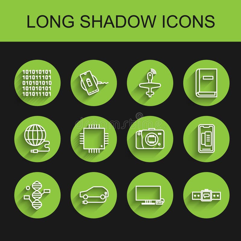 Set Line DNA Symbol, Electric Car, Binary Code, Smart Tv, Smartwatch ... Set Line DNA Symbol, Electric Car, Binary Code, Smart Tv, Smartwatch ...