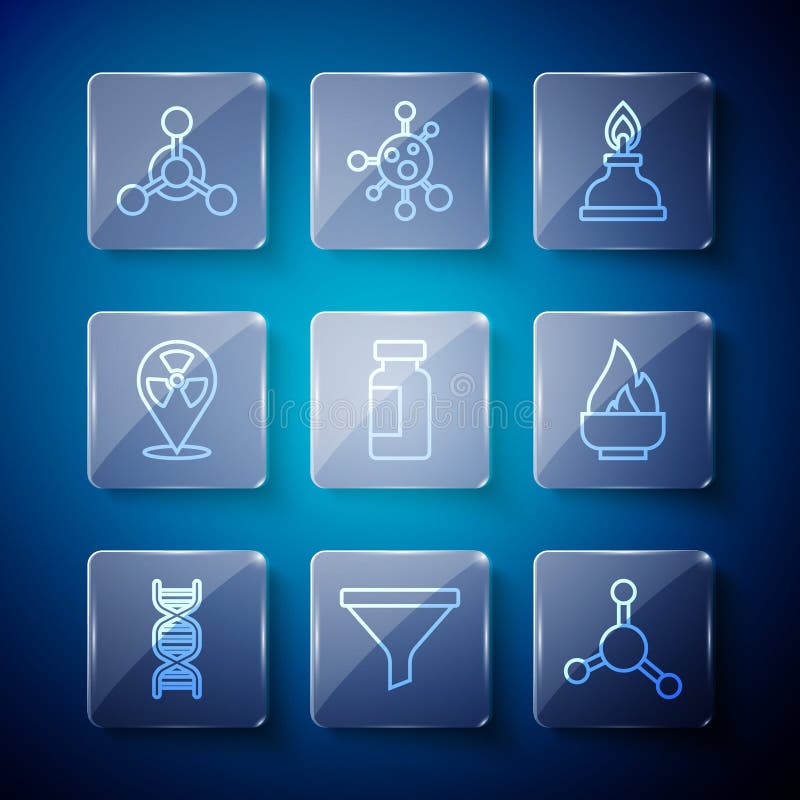 Set Line DNA Symbol, Funnel or Filter, Molecule, Alcohol Spirit Burner ... Set Line DNA Symbol, Funnel or Filter, Molecule, Alcohol Spirit Burner ...