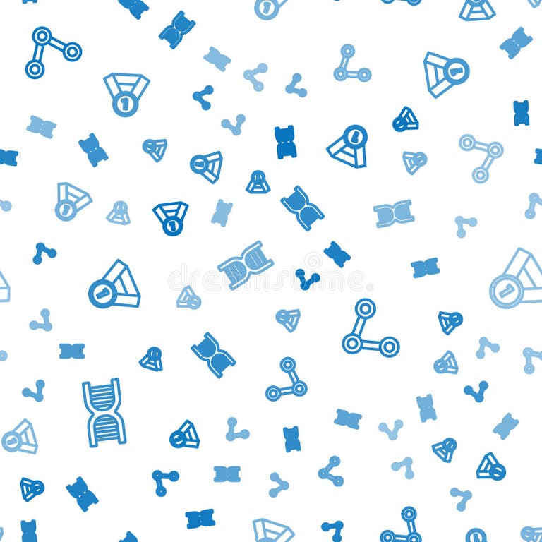 Set Line DNA Symbol, Molecule and Medal on Seamless Pattern. Vector ...