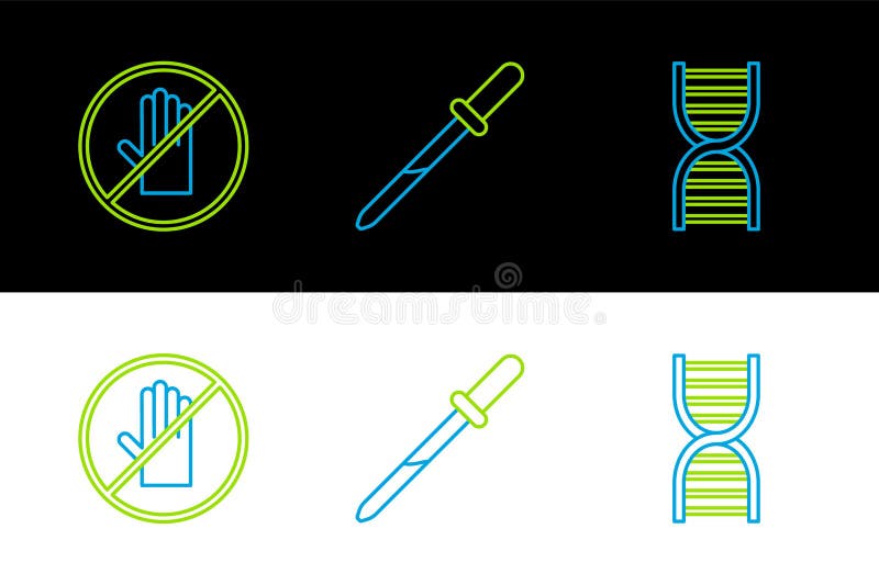 Set Line DNA Symbol, No Handshake and Pipette Icon. Vector Stock ...