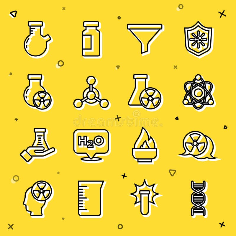 Set Line DNA Symbol, Radioactive, Atom, Funnel or Filter, Molecule ... Set Line DNA Symbol, Radioactive, Atom, Funnel or Filter, Molecule ...